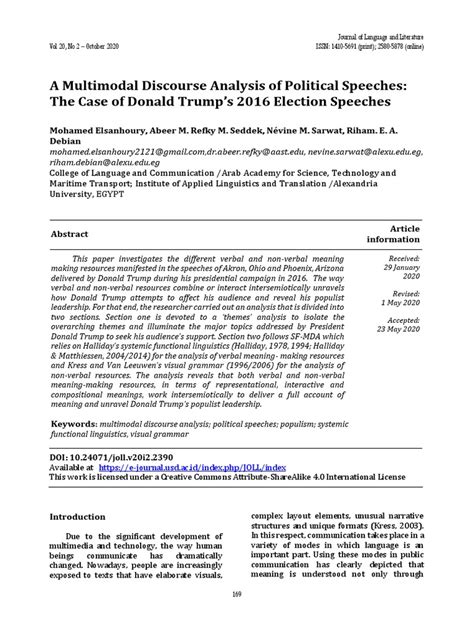 A Multimodal Discourse Analysis Of Polit Download Free Pdf Linguistics Nonverbal Communication