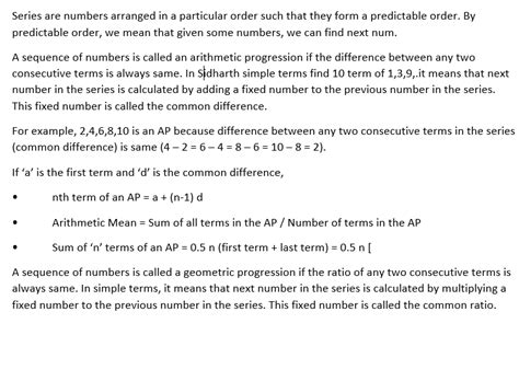 solved series are numbers arranged in a particular order