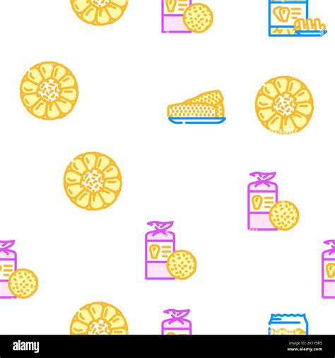 Corn Maize Sweet Plant Cob Vector Seamless Pattern Stock Vector Image