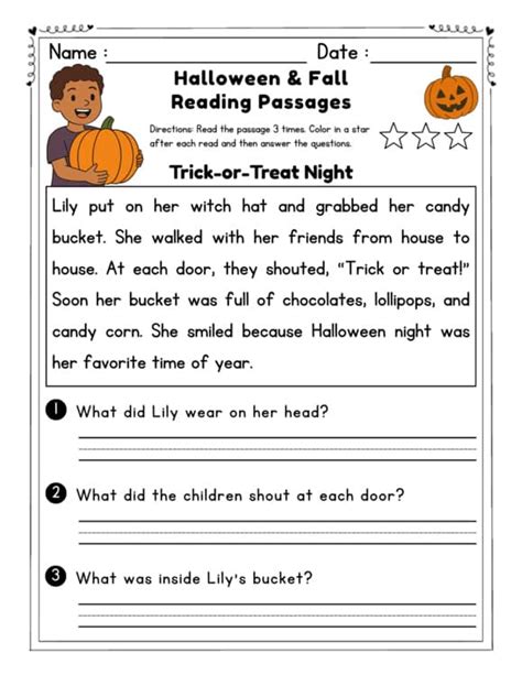 Halloween And Fall Themed Math And Reading Word Problems And Comprehension Passage
