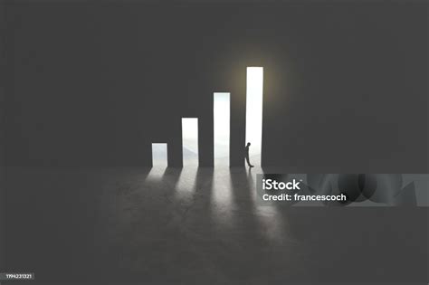 콘크리트 벽에 구멍으로 모양상승 그래프 아래에 서 자신감 남자 비현실적에 대한 스톡 사진 및 기타 이미지 비현실적 계단