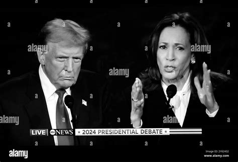 A Television Screen Shot Of The Sept 10 2024 Presidential Debate