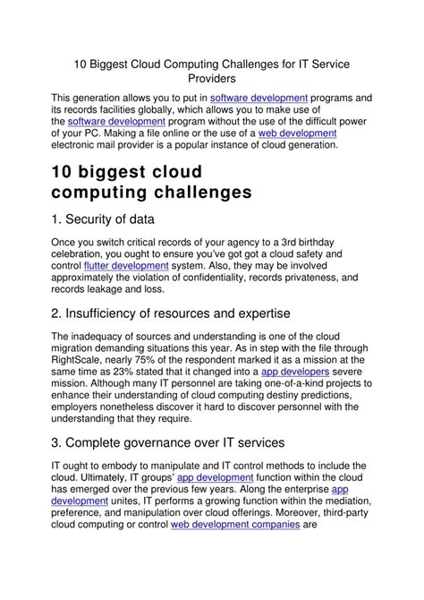 Ppt 10 Biggest Cloud Computing Challenges For It Service Providers