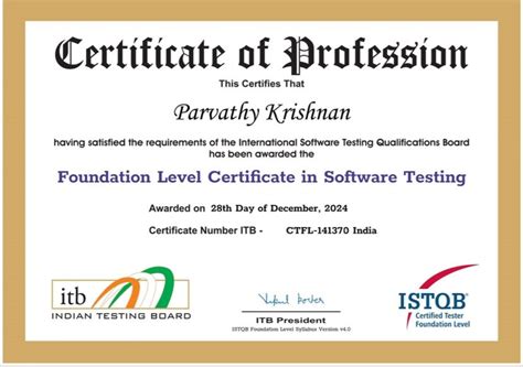 Istqb Achievement Softwaretesting Careergrowth Parvathy Krishnan 10 Comments