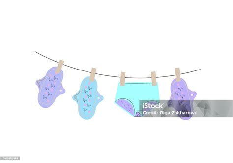 문제 결핍 제품 여성 위생 생리복 재사용 가능한 천 패드 및 컵은 생리주기 제로 폐기물 만화 벡터 일러스트 레이 션에서 보호