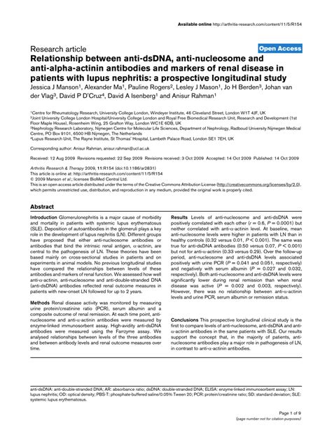 Pdf Relationship Between Anti Dsdna Anti Nucleosome And Anti Alpha