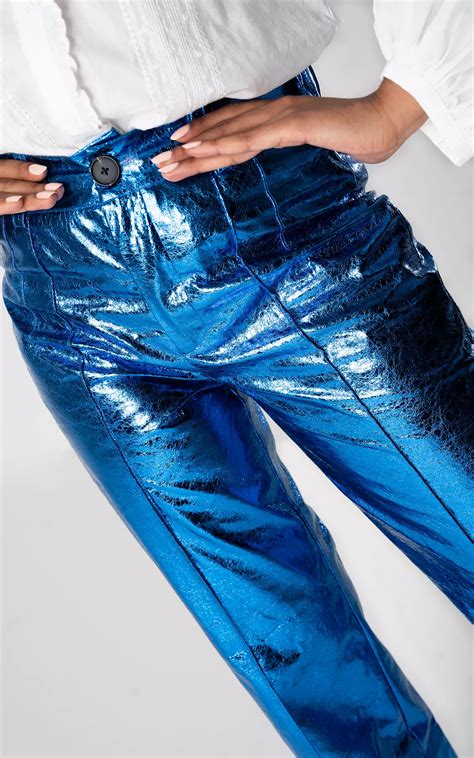 Metallic Straight Fit Broek Met Elastiek Guts Gusto