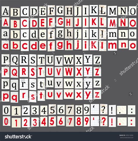 Anonymous Alphabet Numbers Letters Cut Newspapers Stock Vector Royalty
