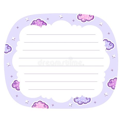 Cute Clouds Frame Sticky Note Card Letter With Pastel Coloring For