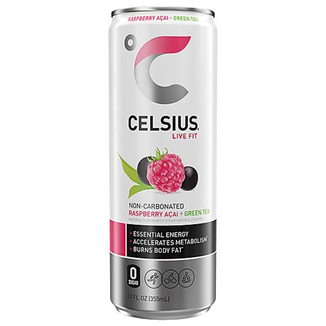 Celsius Energy Drink Raspberry Acai Green Tea Non Carbonated 12 Fl