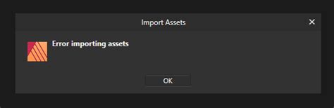 error importing assets v1 bugs found on windows affinity forum