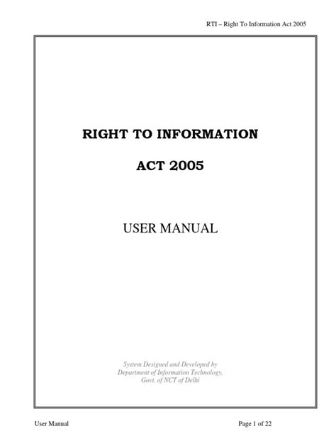 A Comprehensive User Manual For Navigating The Rti Online Portal And Managing Right To