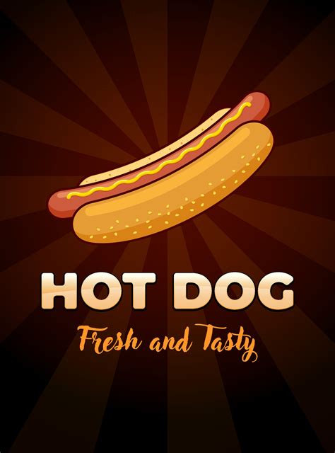 Fast Food Meal Hot Dog With Fresh And Tasty Inscription Restaurant
