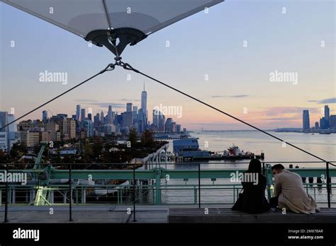 The View Of Hudson River And Lower Manhattan Skyline With Jersey City