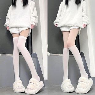 天鹅绒白丝女春夏季薄款大腿跟高筒过膝袜日系JK中筒袜小腿袜长筒 阿里巴巴