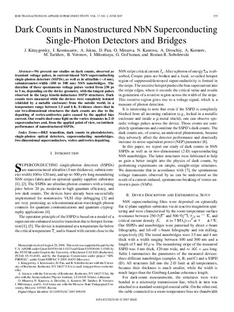Pdf Dark Counts In Nanostructured Nbn Superconducting Single Photon