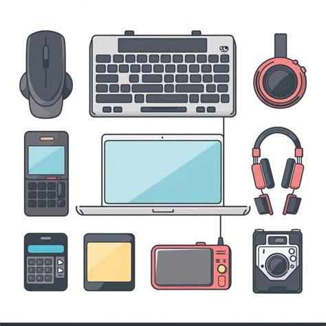 Premium Vector A Collection Of Electronic Devices Including A