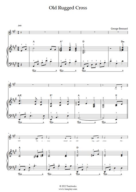 The Old Rugged Cross Intermediate Level Solo Piano George Bennard