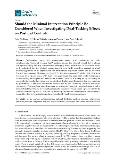 Pdf Should The Minimal Intervention Principle Be Considered When Investigating Dual Tasking