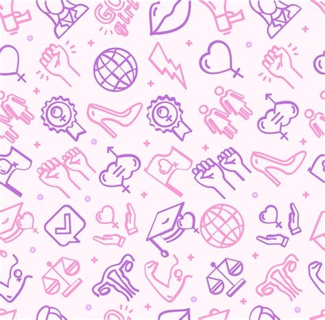Premium Vector Feminism Signs Seamless Pattern Background Set Vector