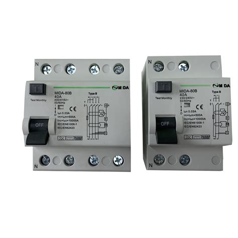 4Pole RCCB Residual Current Circuit Breaker 40A 3 Phase Shanghai Mida