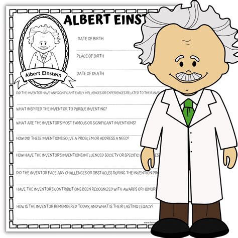 Albert Einstein Worksheets Printable Biography And Coloring