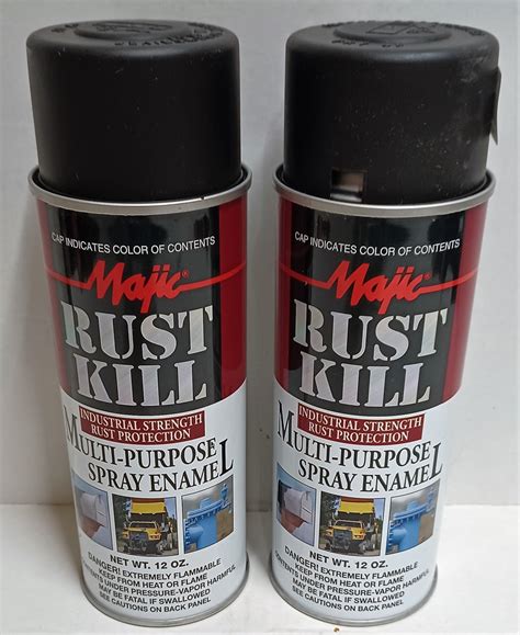 2 Cans Spray Paint Rust Kill Matte Black Spray Enamel Industrial Stren