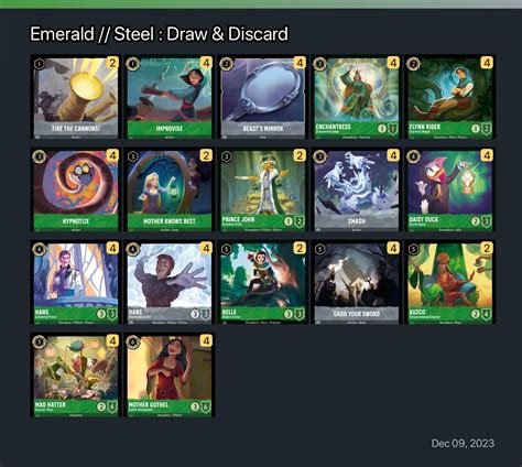 Emerald Steel Draw And Discard Lorcana Deck Disney Lorcana