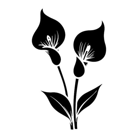 Flor Vector Silueta Color Negro Vector Premium
