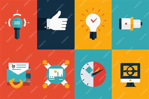 Flat Design Icons Representing Various Elements Premium Ai Generated Vector