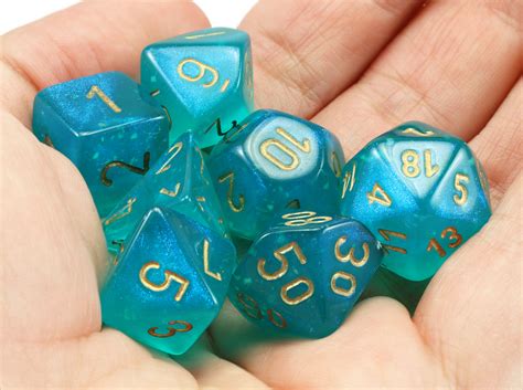 Borealis Luminary Dice Teal Rpg Role Playing Game Dice Set Dark Elf