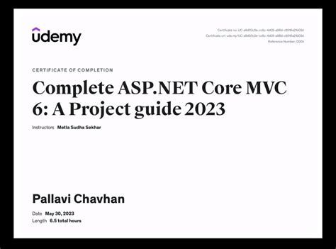 Pallavi Chavhan On Linkedin Hello Connection I Have Complete The Asp Net Core Mvc 6 Course From…