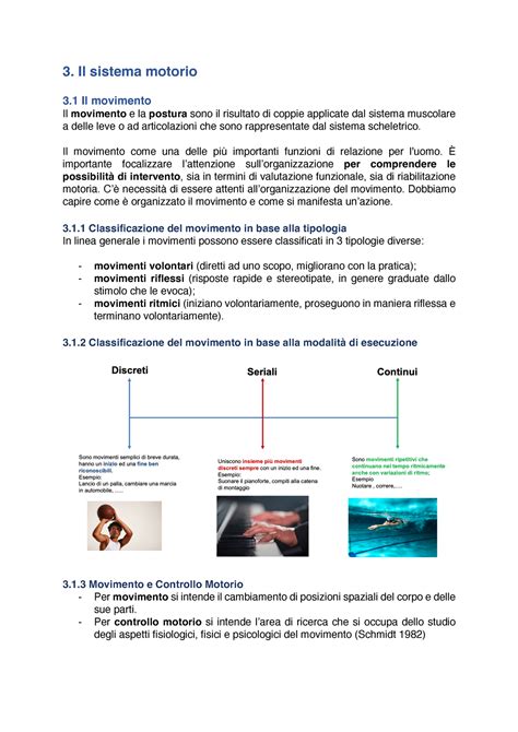 VF 3 Lecture Notes 3 Il Sistema Motorio 3 Il Movimento Il
