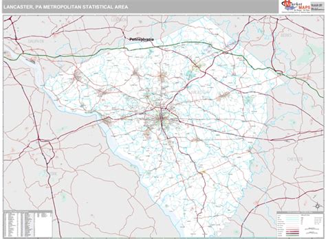 Lancaster Pa Metro Area Zip Code Wall Map Premium Style By Marketmaps