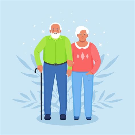 Premium Vector Elderly Couple Holding Hands Seniors Grandmother And