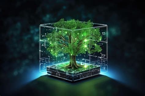 Premium Ai Image Abstract Tree In Circuit Digital Cube