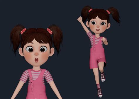 3d Model Cartoon Girl Rigged Turbosquid 2170754
