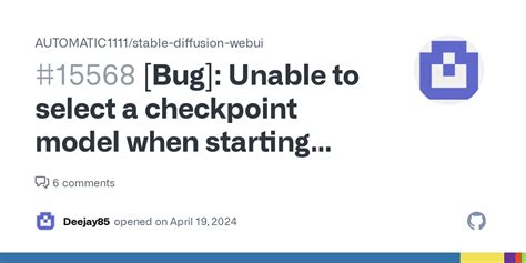 Bug Unable To Select A Checkpoint Model When Starting From A Clean