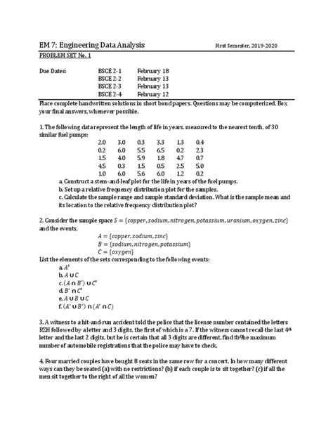 Em 7 Eda Problem Set 1 Pdf Compact Disc Teaching Mathematics