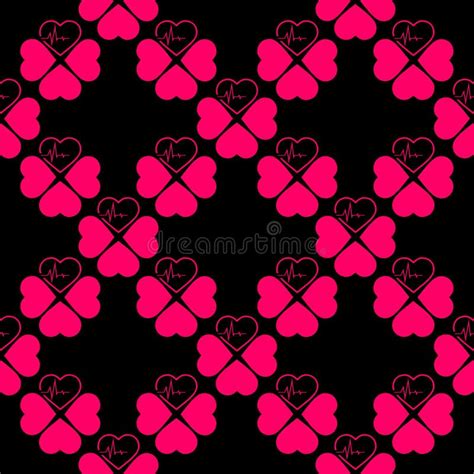 Simple Seamless Pattern Of Pink Hearts On A Black Background Texture