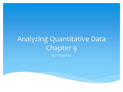 Analyzing Quantitative Data Ppt