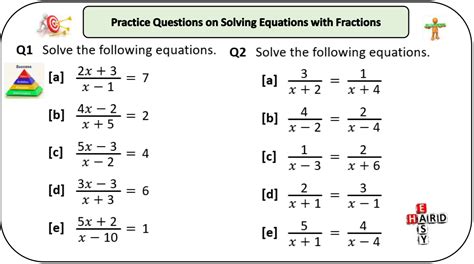 Solving Fractional Equations Worksheet