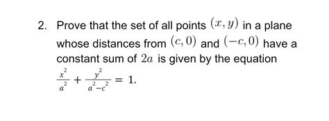 solved 2 prove that the set of all points x y in a plane