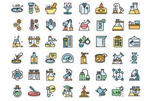 Laboratory Research Icons Set Vector Graphic By Ylivdesign Creative Fabrica
