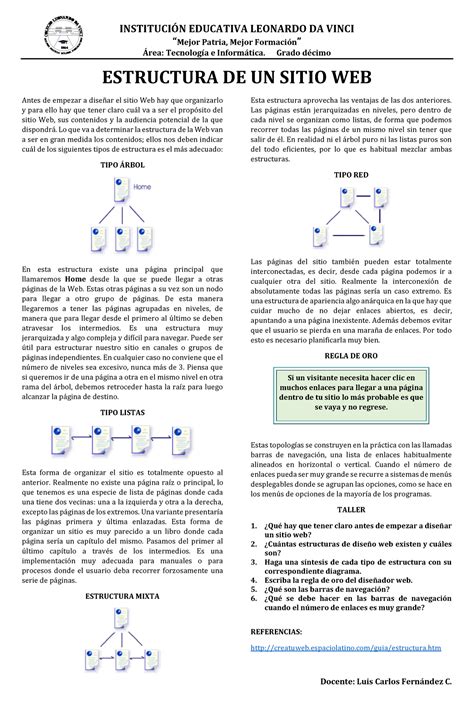Estructura DE UN Sitio WEB Docente Luis Carlos Fernndez C