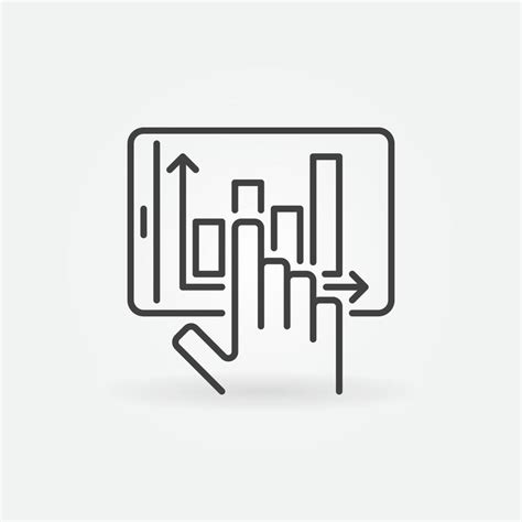 Hand And Tablet With Graph Outline Vector Concept Icon 13507825 Vector Art At Vecteezy