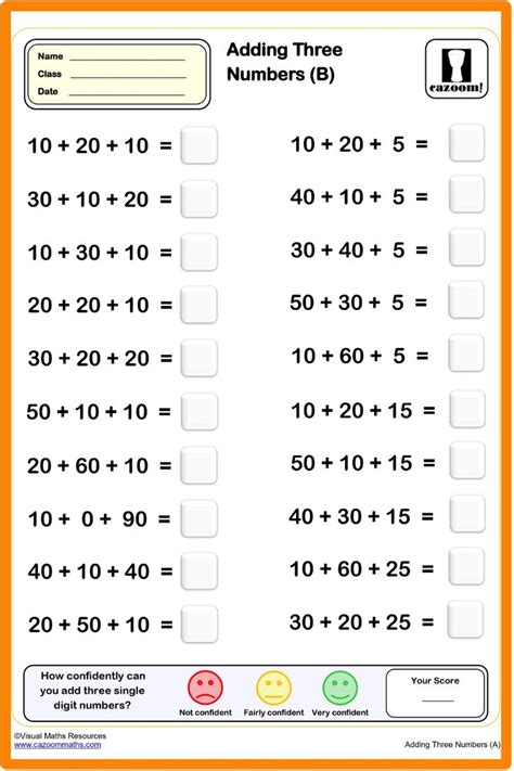 Year 2 Worksheet Addition Drills With Three Numbers Year 2 Maths Worksheets Math Worksheet