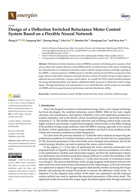 Pdf Design Of A Deflection Switched Reluctance Motor Control System Based On A Flexible Neural