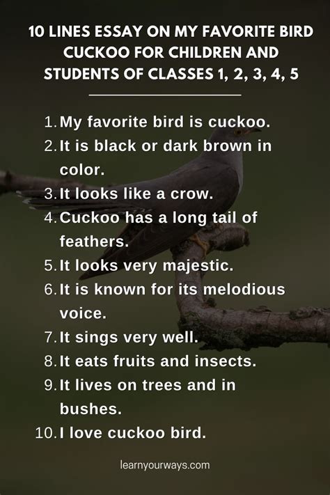 10 Lines Essay On My Favorite Bird Animal Flower Artofit