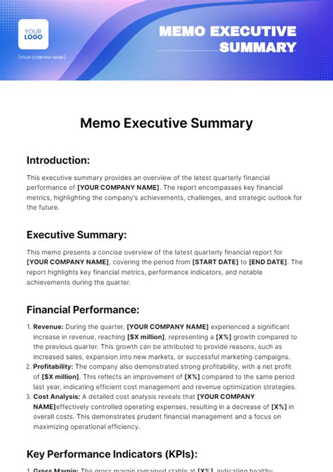 Free Memo Executive Summary Template To Edit Online